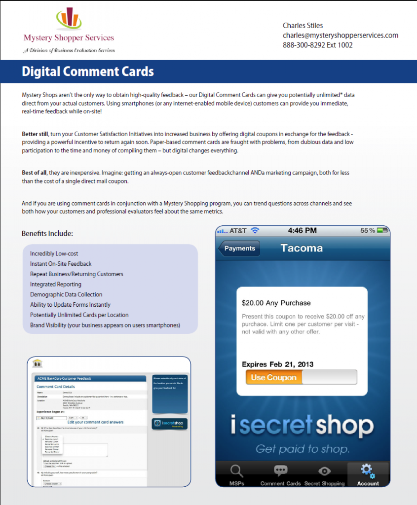 Comment-Card | Business Evaluation Services